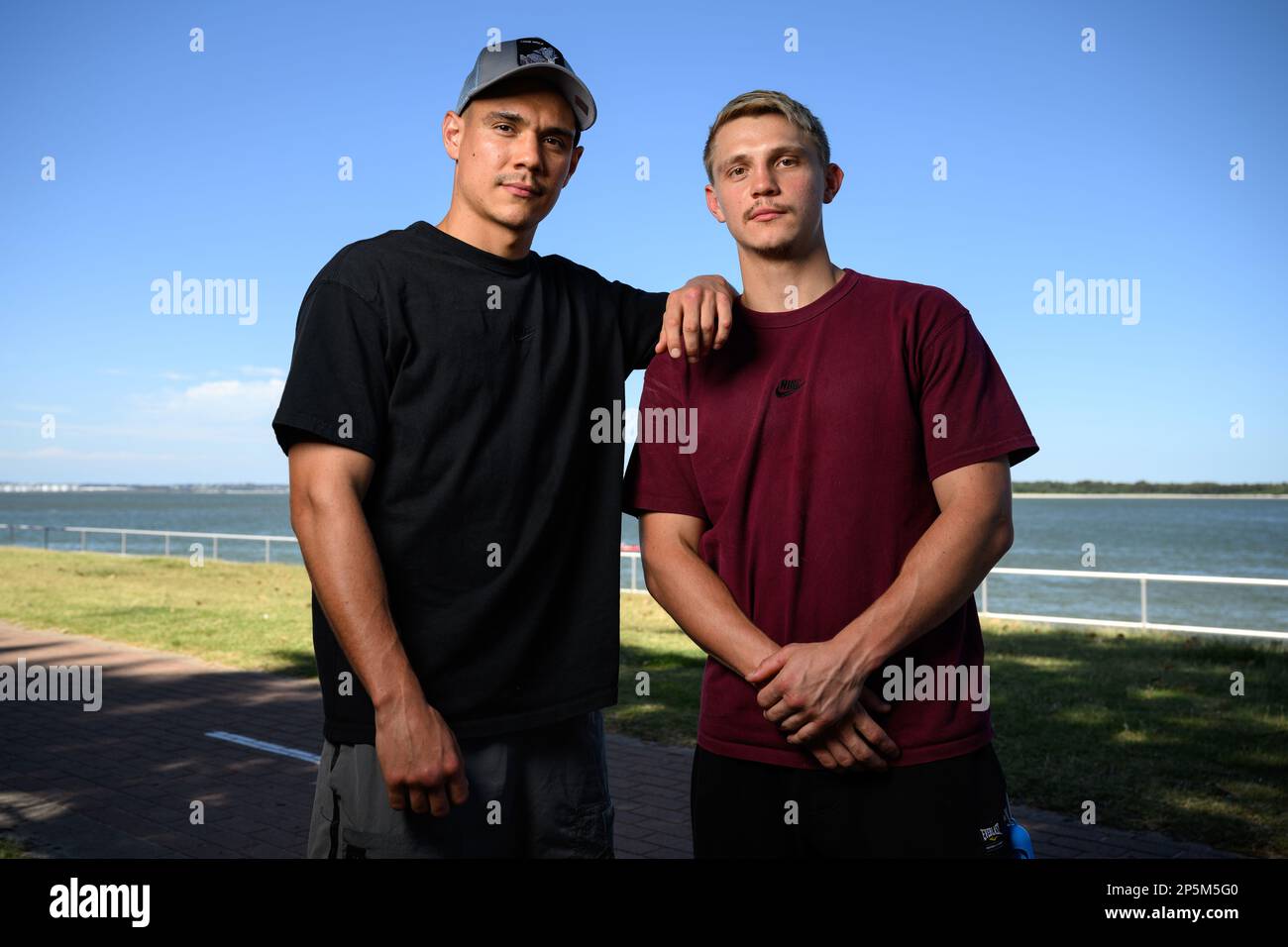 Australian boxer Tim Tszyu (left) and his brother Nikita pose for ...