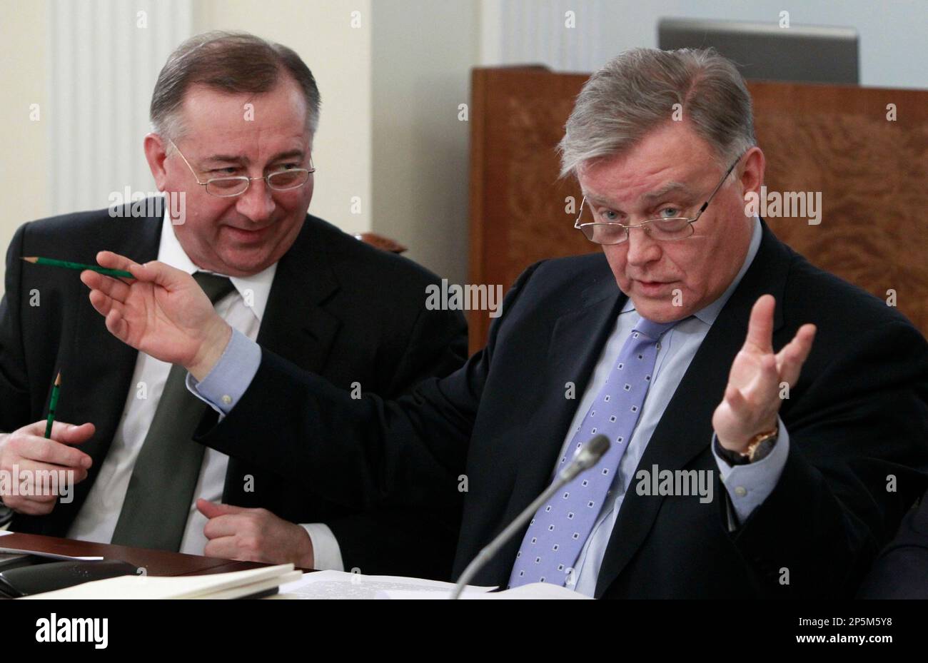 Russian Railways Chief Vladimir Yakunin, right, and President of Russia ...