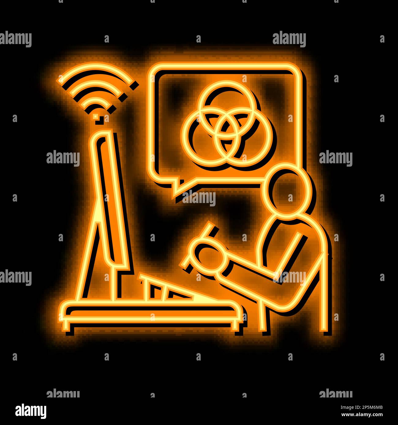 graphic designer freelance neon glow icon illustration Stock Vector ...