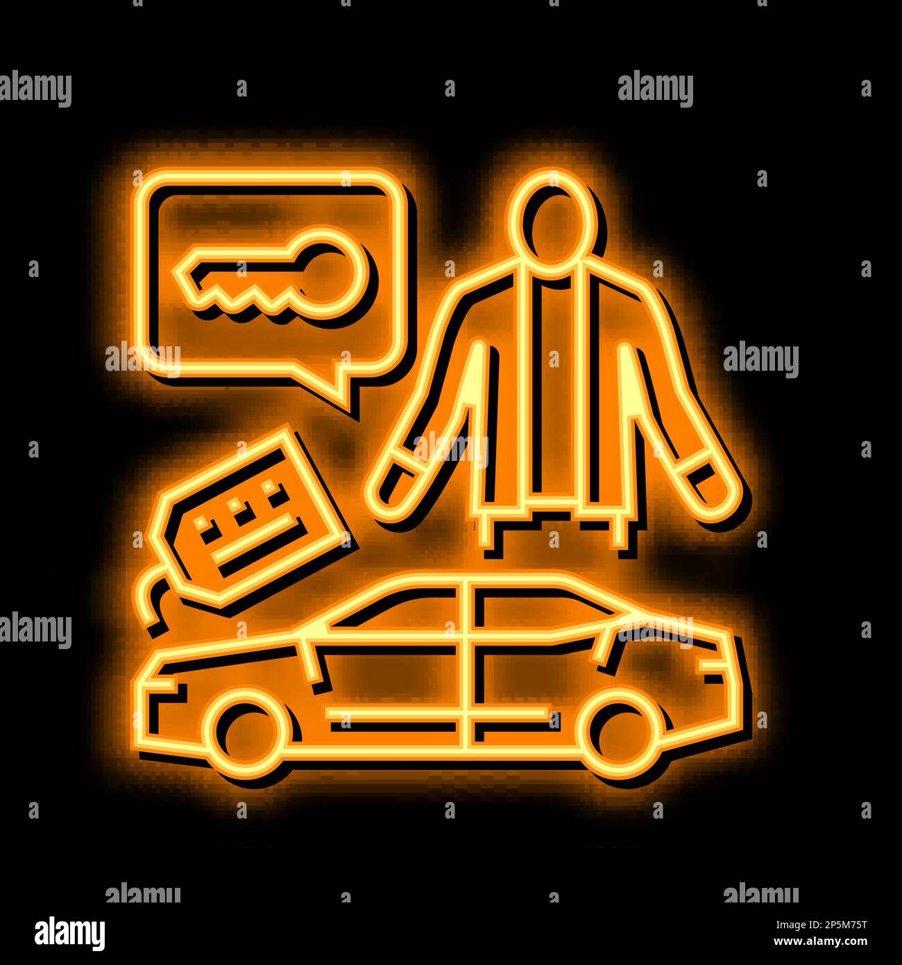 car detailing specialist neon glow icon illustration Stock Vector Image ...