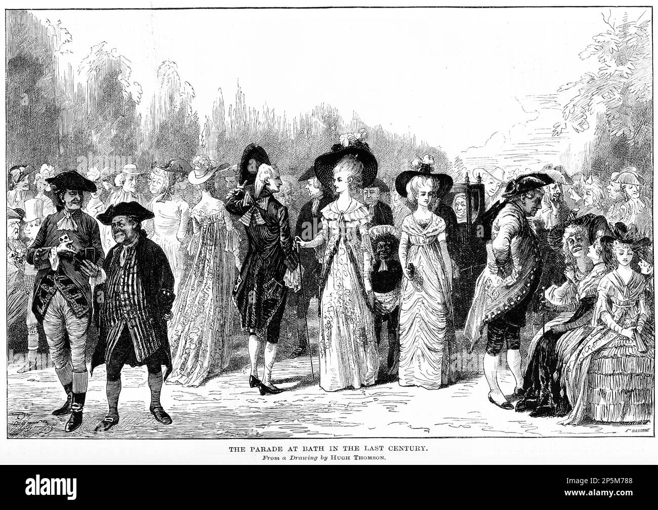 Engraving of the parade at Bath in the 1700s, published circa 1880 ...