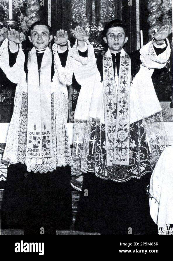 FILE - The June 29, 1951 file photo shows Joseph Ratzinger, right, and ...