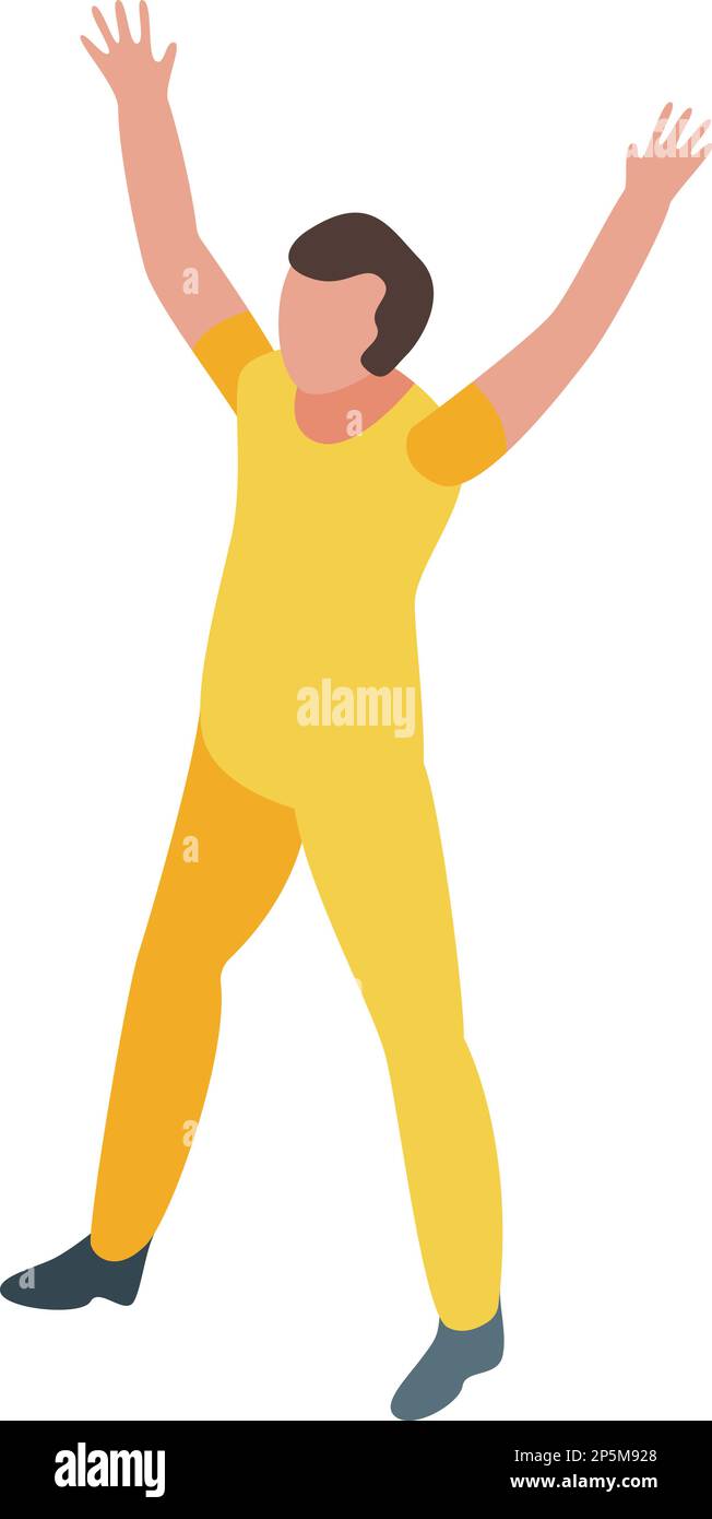 Yellow man icon isometric vector. Performance person. Dance art Stock ...