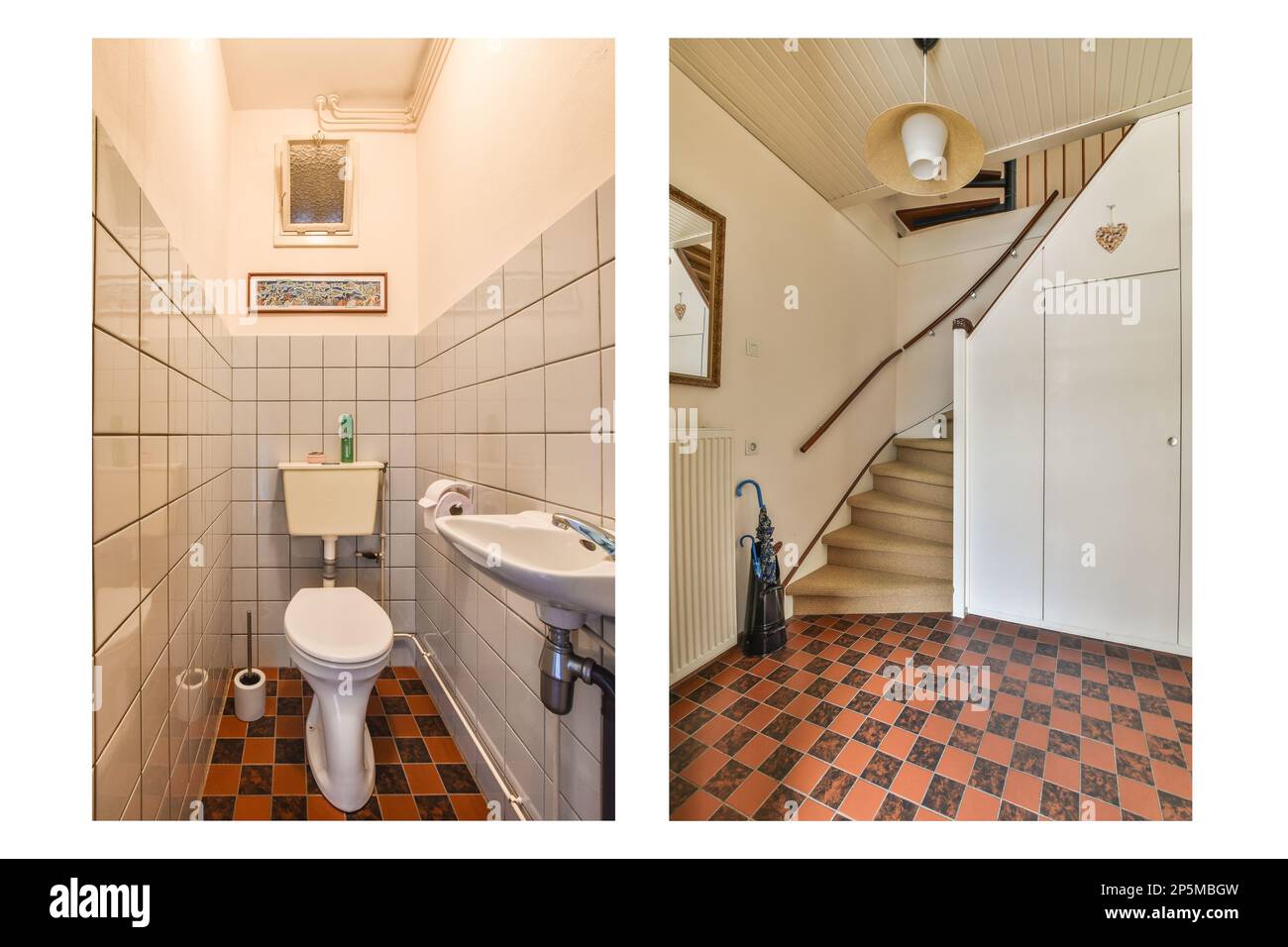 Amsterdam, Netherlands - 10 April, 2021: a small bathroom with tiled ...