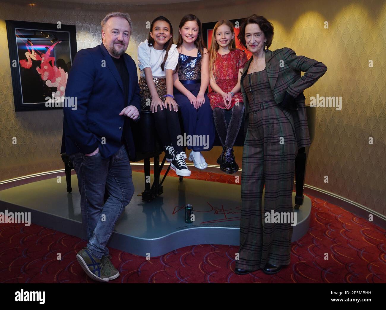 Stars of the show John Owen-Jones and Hadyn Gwynne with young cast ...