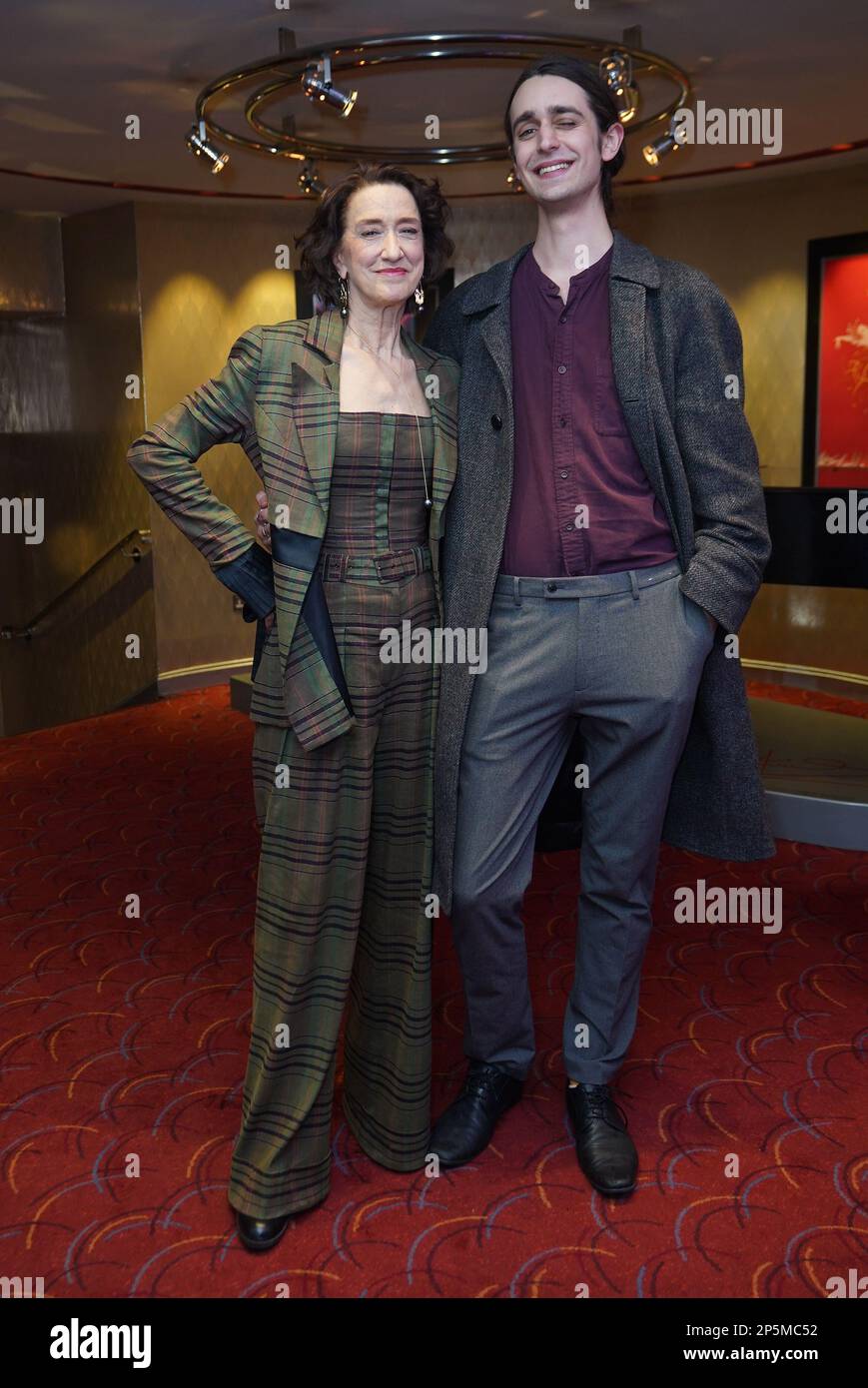 Hadyn Gwynne, who plays judge Pam Lee in the show, with her son Cain ...