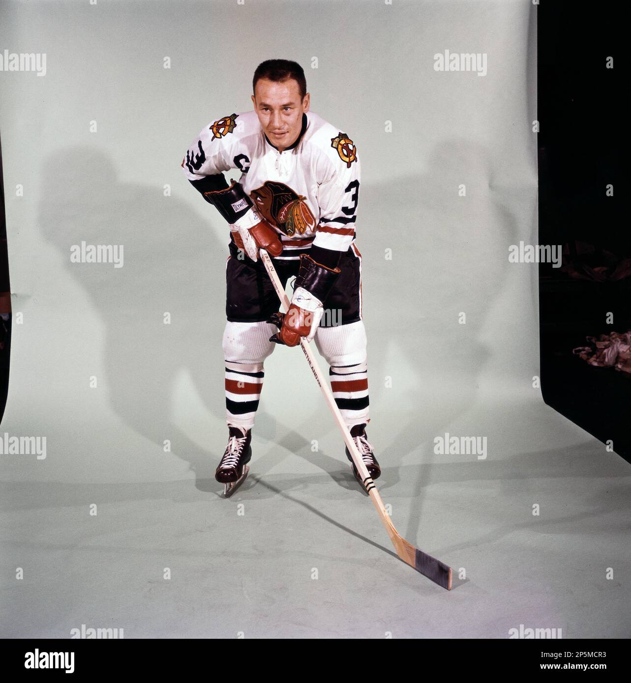 Portrait of Pierre Pilote of the Chicago Blackhawks, believed to be ...