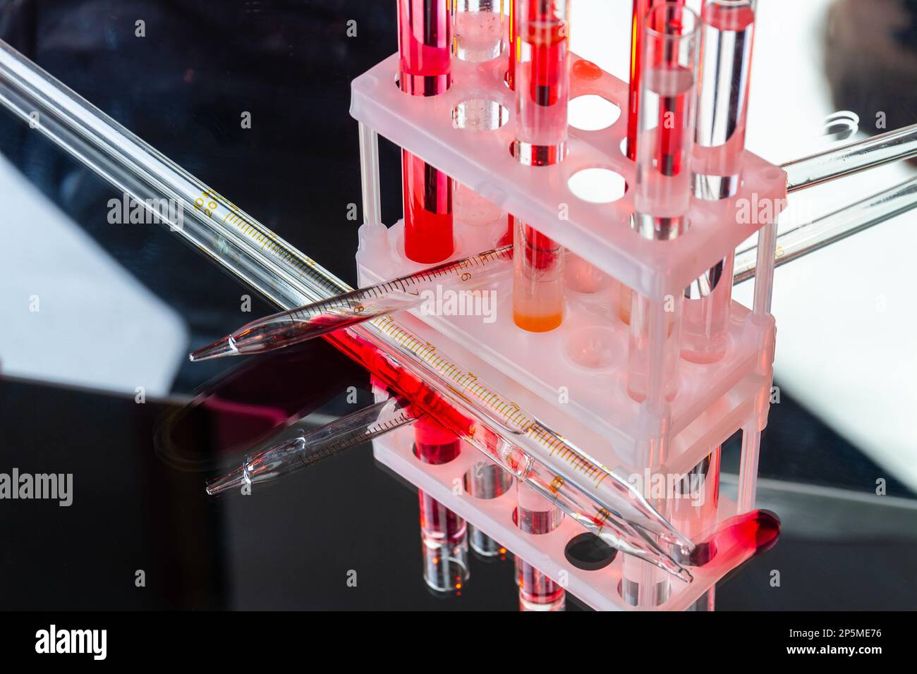 Test tubes and pipettes for lab medical analysis Stock Photo - Alamy