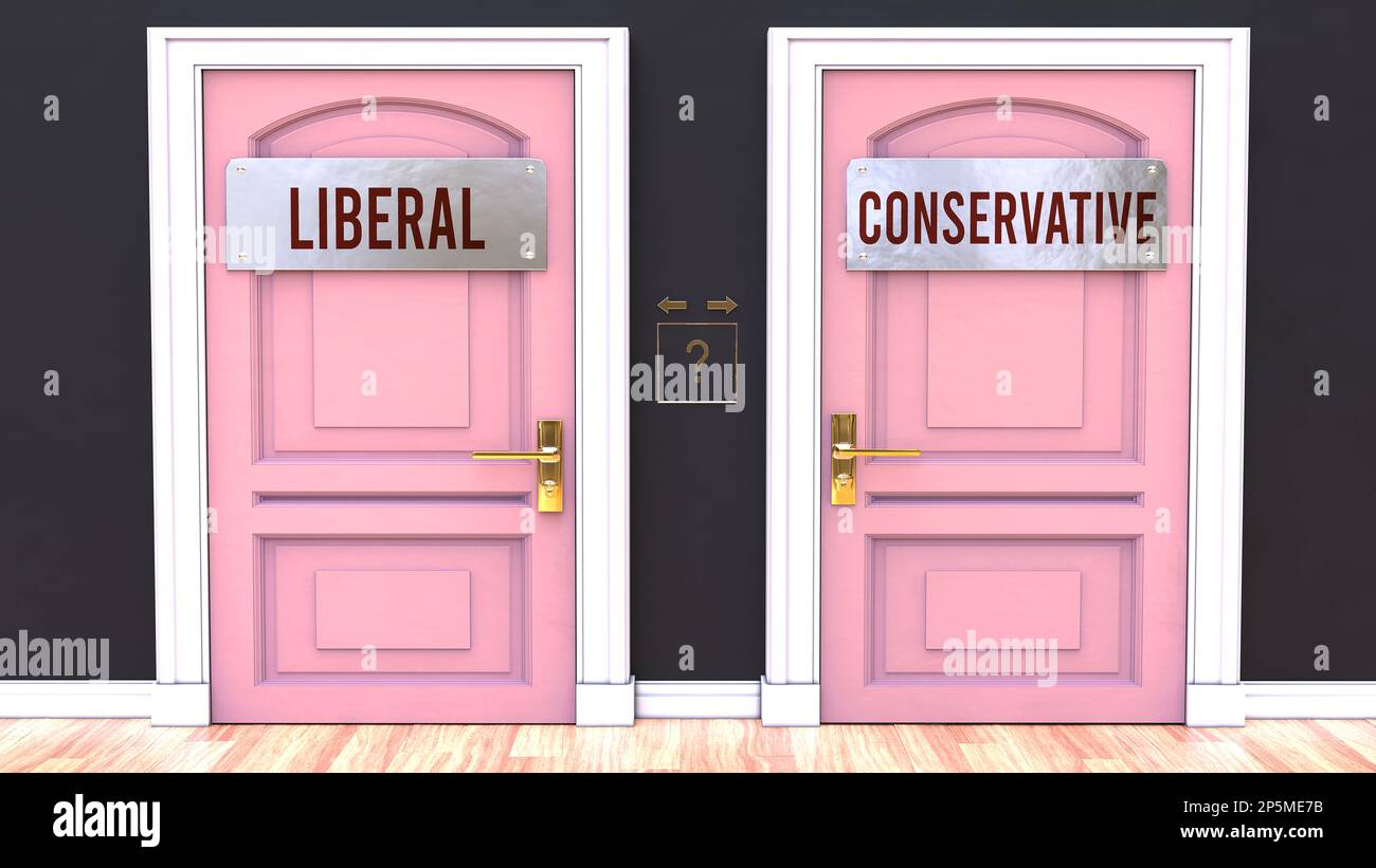 Making a choice and deciding in favor of either Liberal or Conservative ...