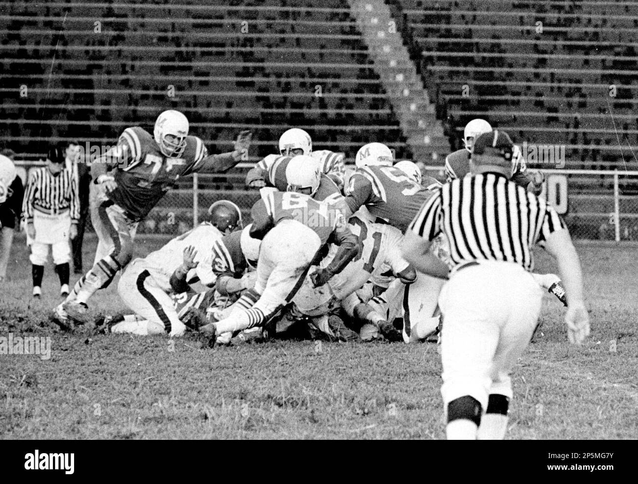 A varsity vs. alumni game is played May 10, 1969, at Fairfield Stadium ...