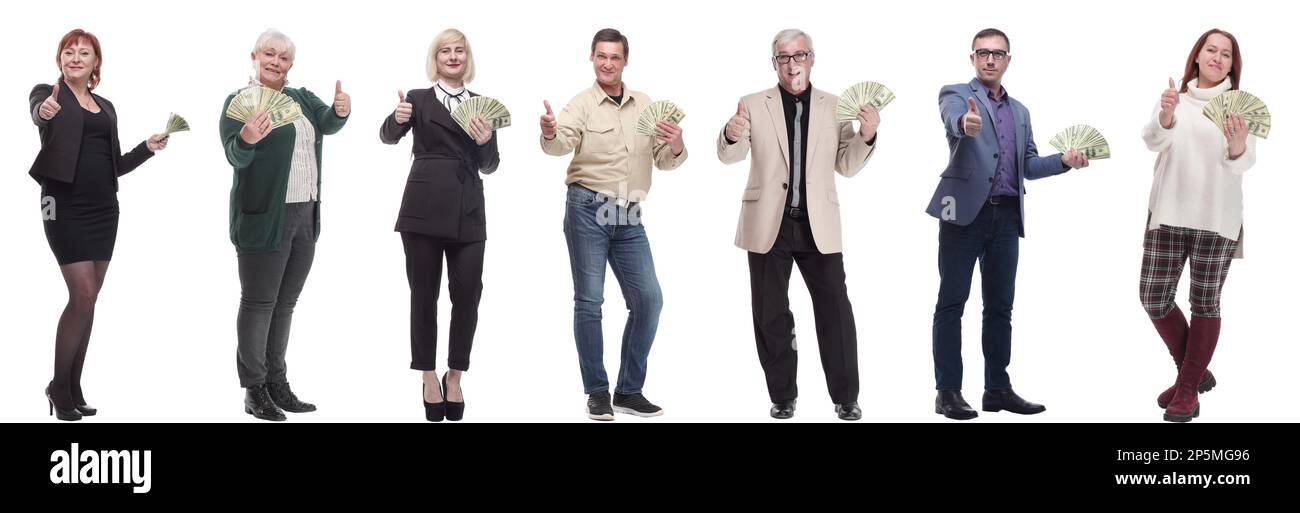 group of successful people with money in their hands Stock Photo - Alamy