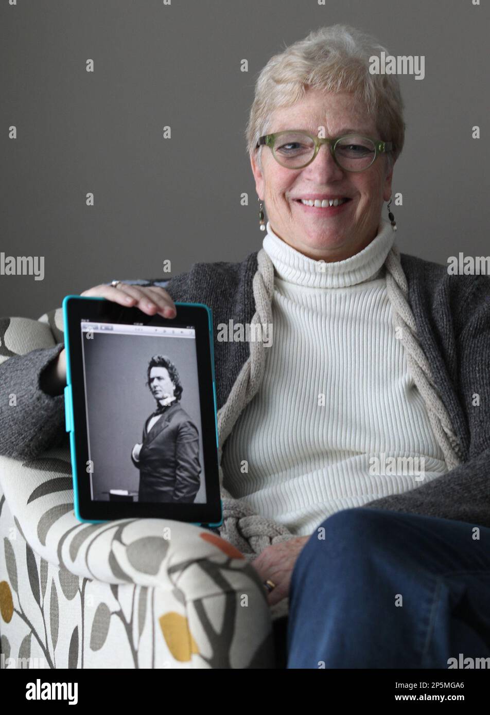 In an undated photo Becky Ross displays an image of her great-great ...