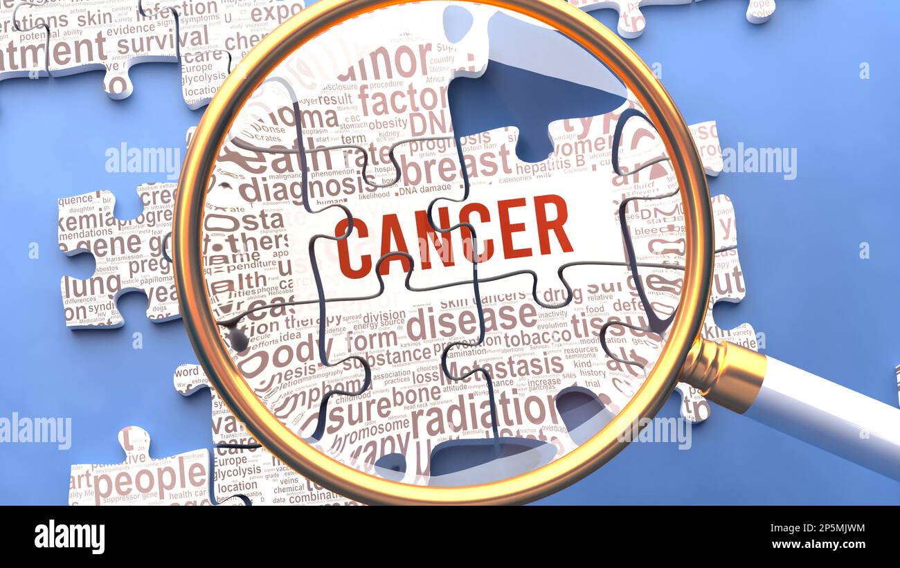 Cancer being closely examined along with multiple vital concepts and ...