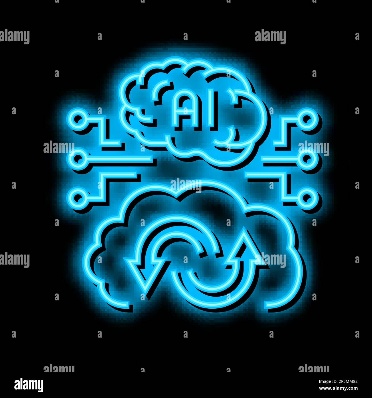 ai artificial intelligence finance technology neon glow icon ...