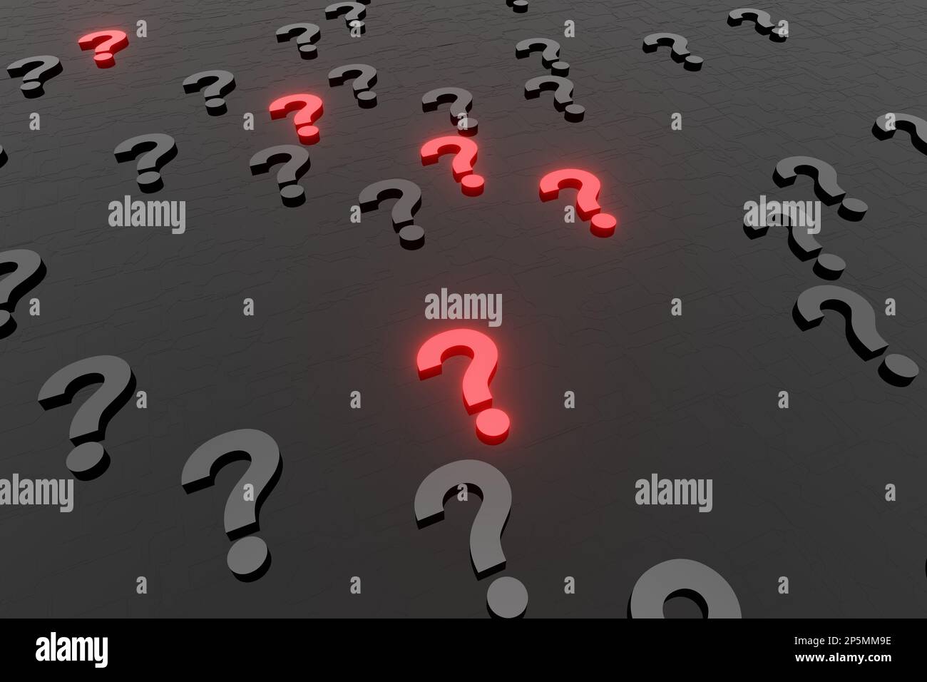 Question marks symbols icon black background 3d render. Digital ...