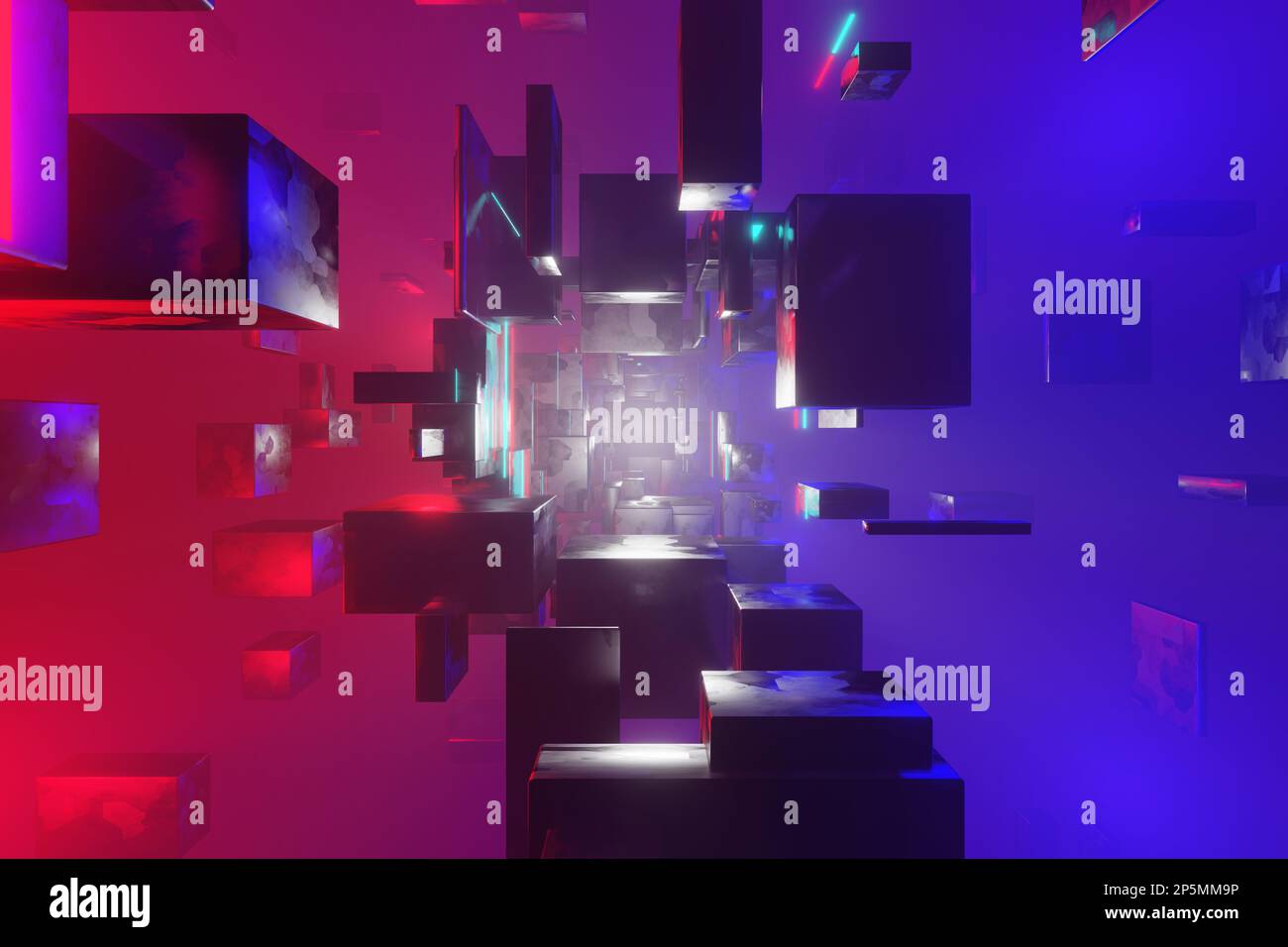 Abstract Geometry Animation background 3d render. Space sci fi wallpaper. Fantastic backdrop ...