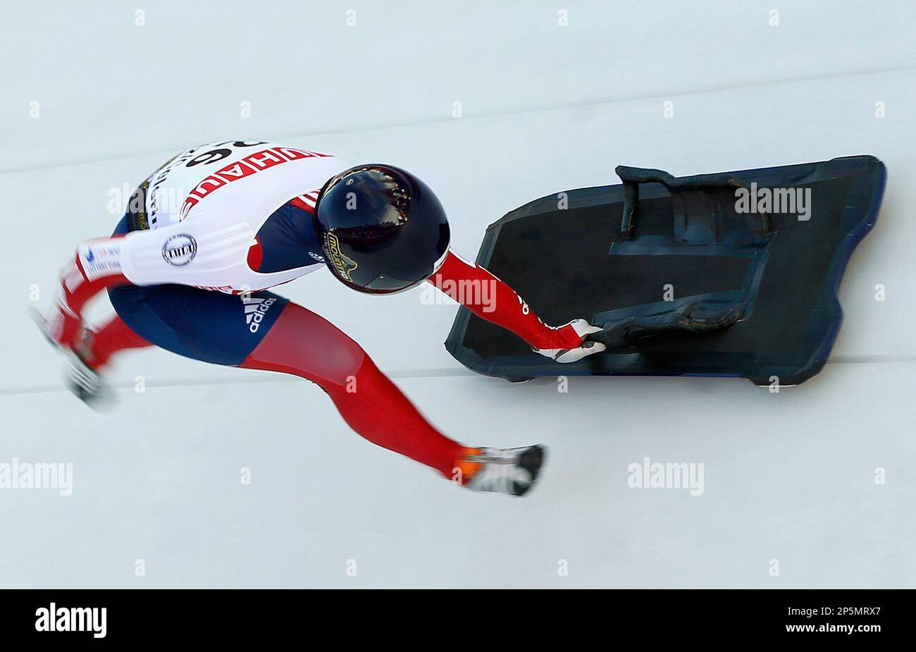 British athlete Elizabeth Yarnold starts her second run during the ...