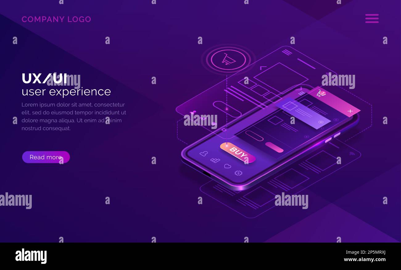 User experience concept vector isometric illustration. Mobile app ux ...
