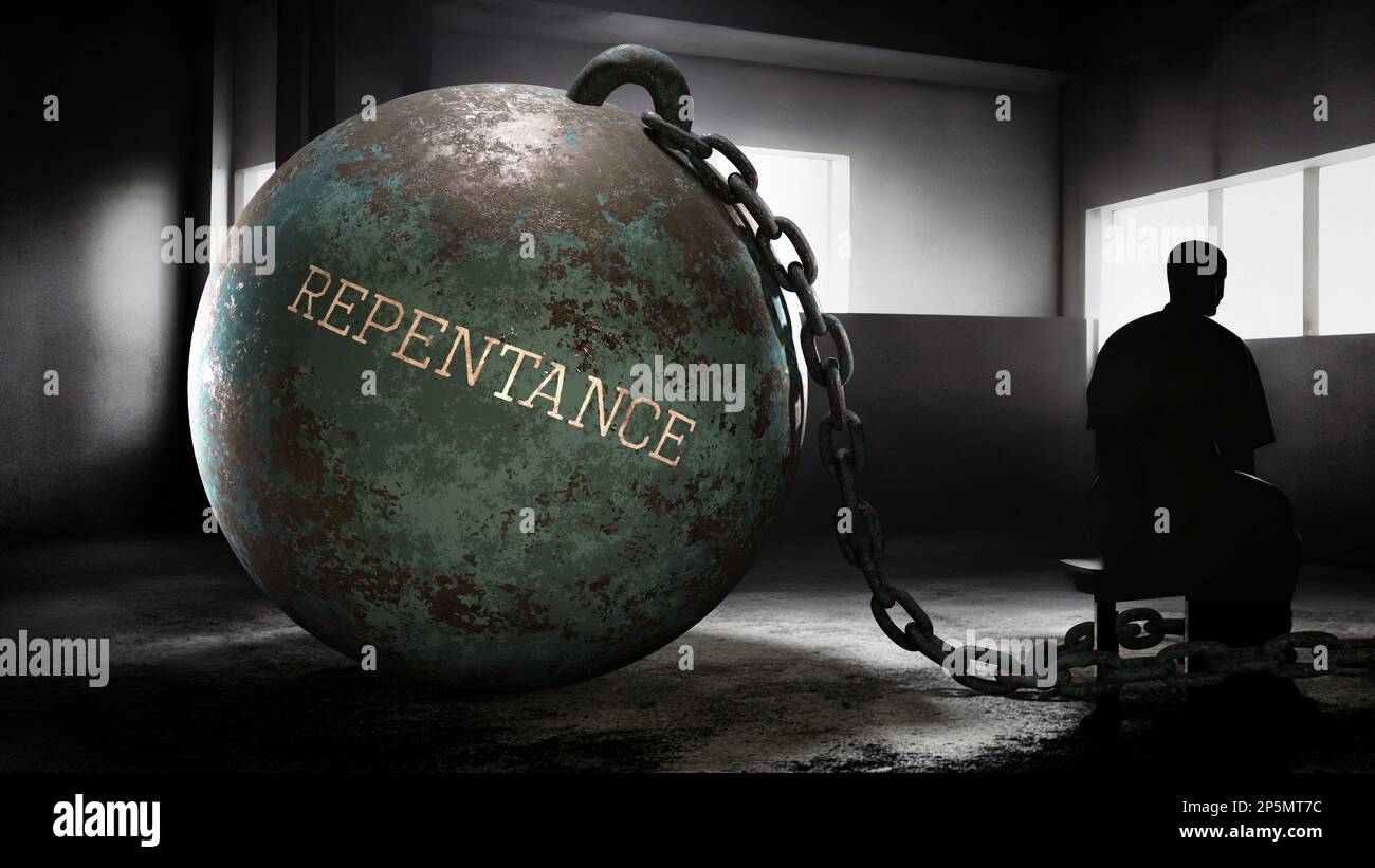 Repentance and intimate, silent and lonely suffering human soul. Person ...