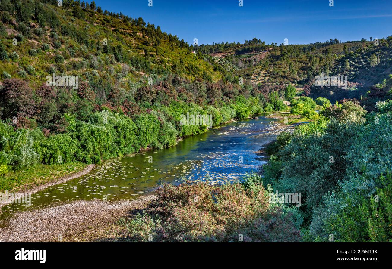 Rio Zezere, near Tagus River (Rio Tejo) confluence and town of ...