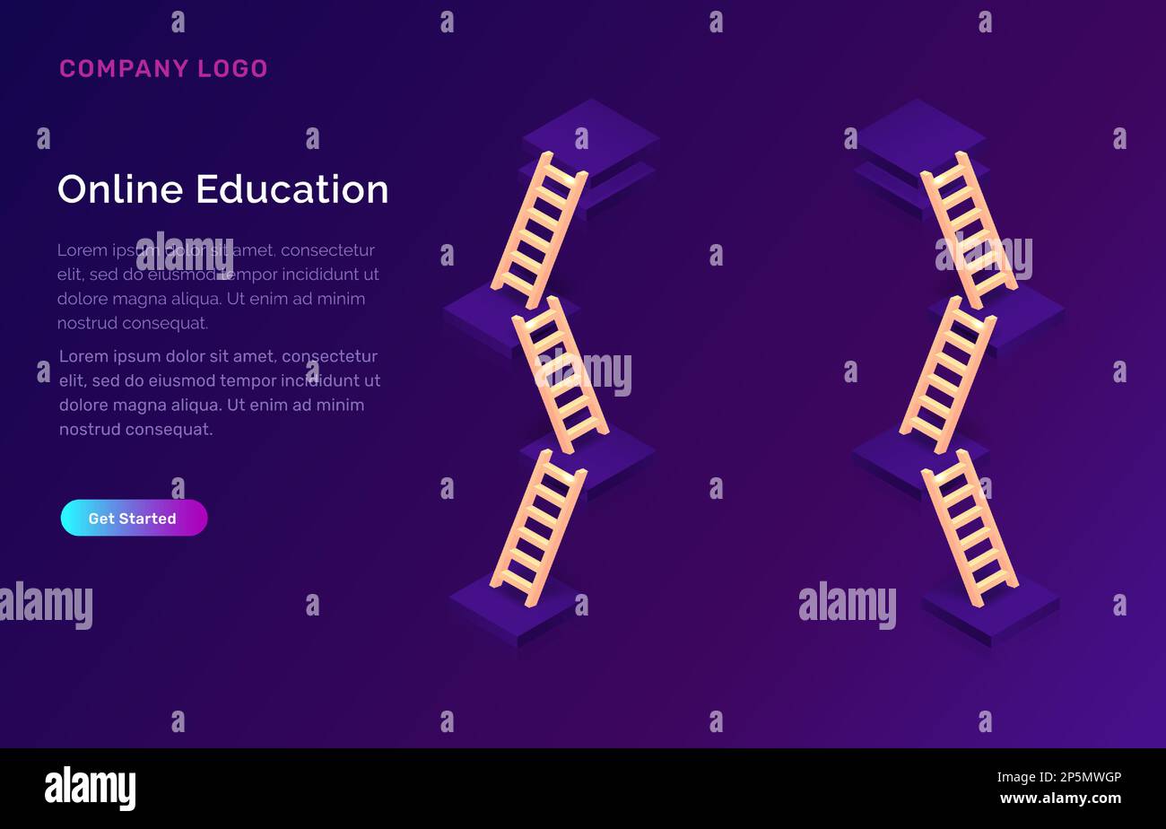 Online education, success ladder isometric concept vector illustration ...