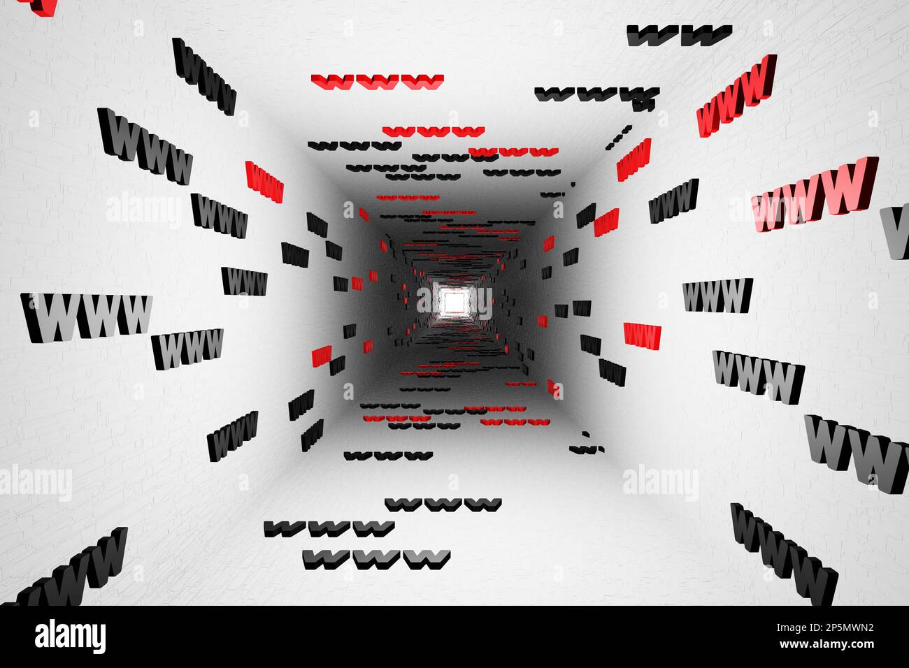 WWW symbols sign in white tunnel background 3d render. Hypertext ...