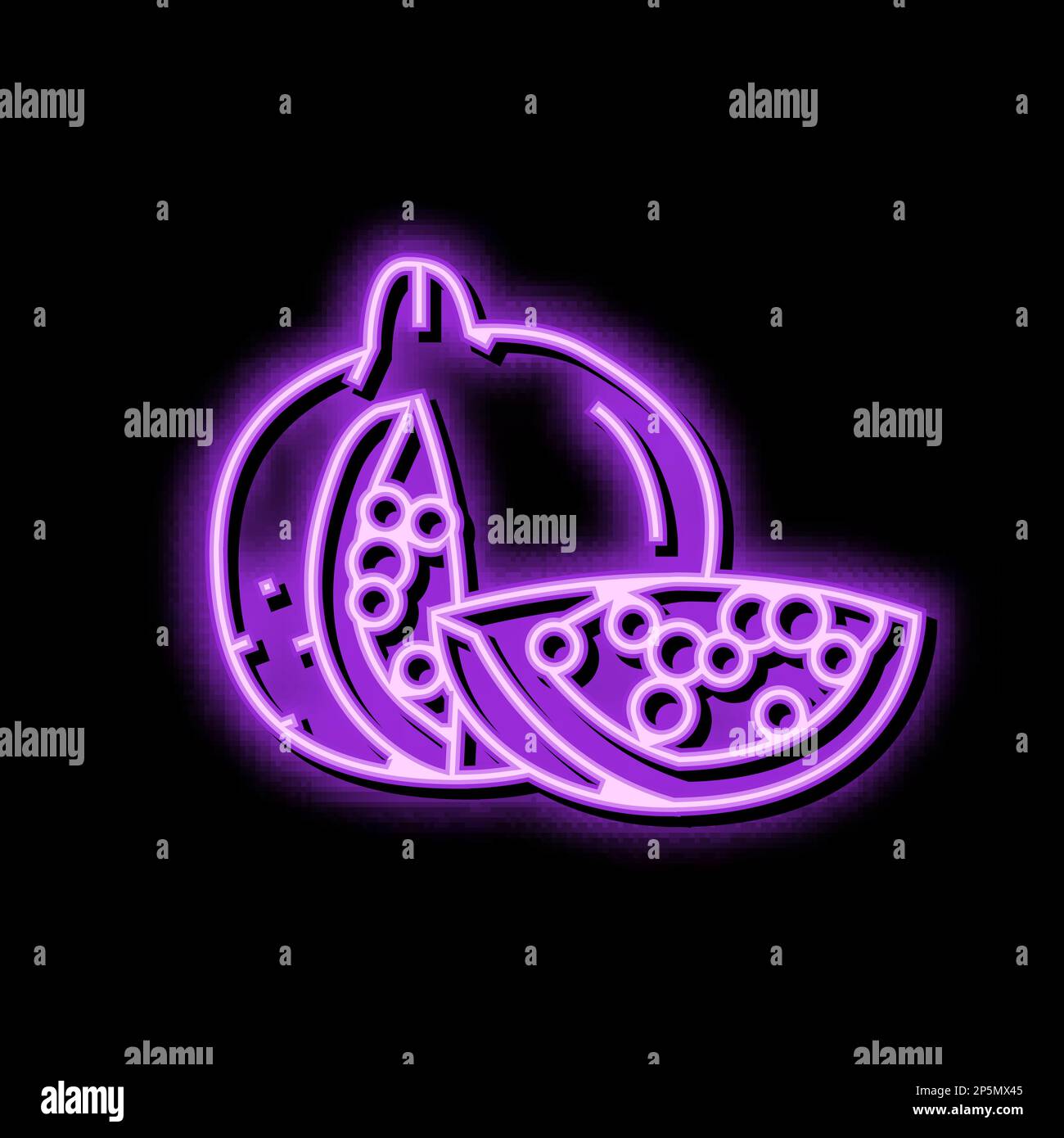 pomegranate whole slice red cut neon glow icon illustration Stock ...