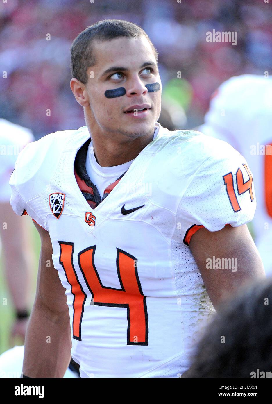 Oregon State Beavers Jordan Poyer (14) in action during a game against ...
