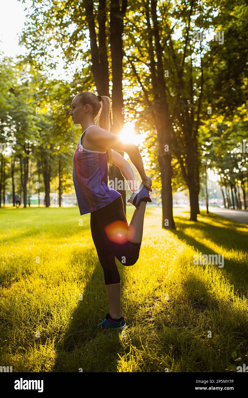 sport training stretching outdoor healthcare Stock Photo - Alamy