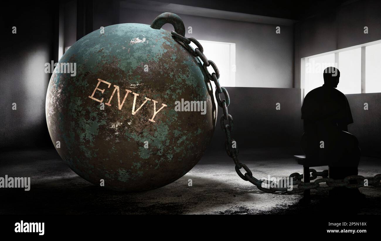 Envy and intimate, silent and lonely suffering human soul. Person ...