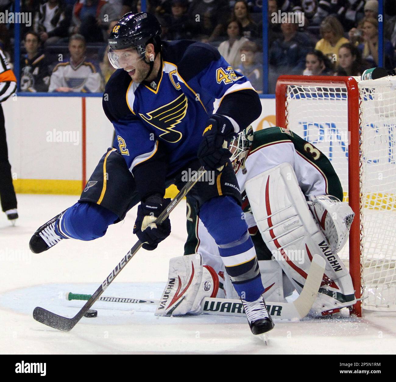 St. Louis Blues center David Backes tries to redirect the puck past ...