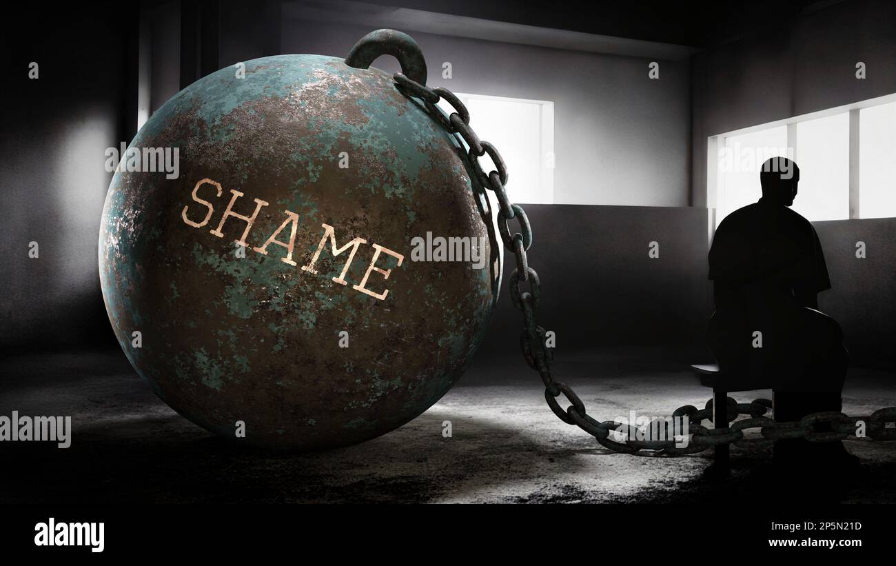 Shame and intimate, silent and lonely suffering human soul. Person ...