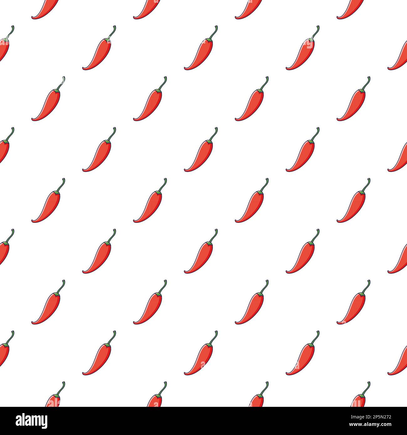 Cute Red Chili Pepper seamless pattern in doodle style. Vector hand ...