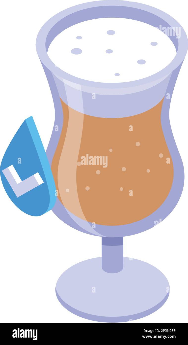 Nonalcoholic beer cup icon isometric vector. Glass beverage. Drink bar ...