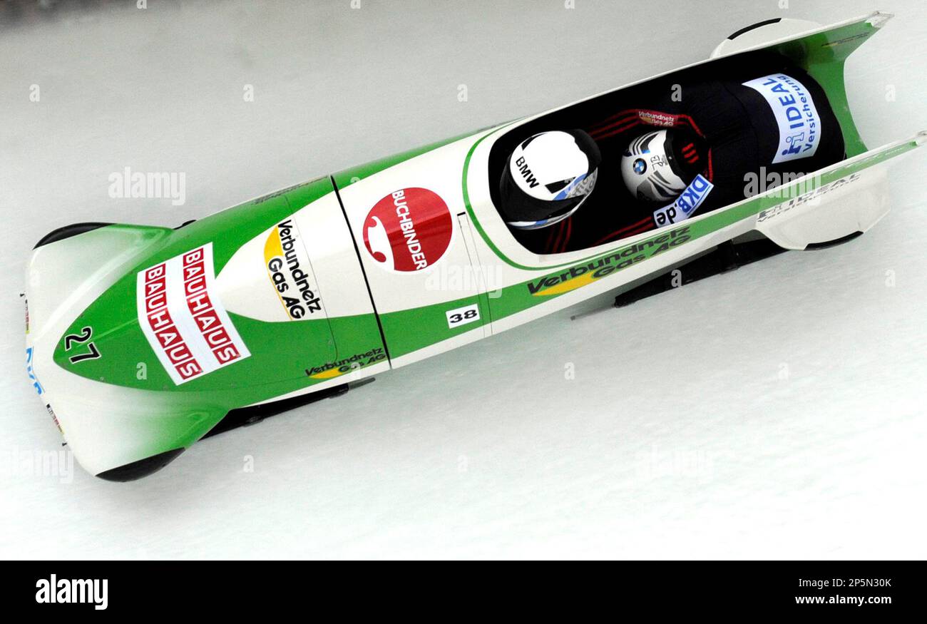 Francesco Friedrich and Jannis Baecker from Germany pass the "Horse ...
