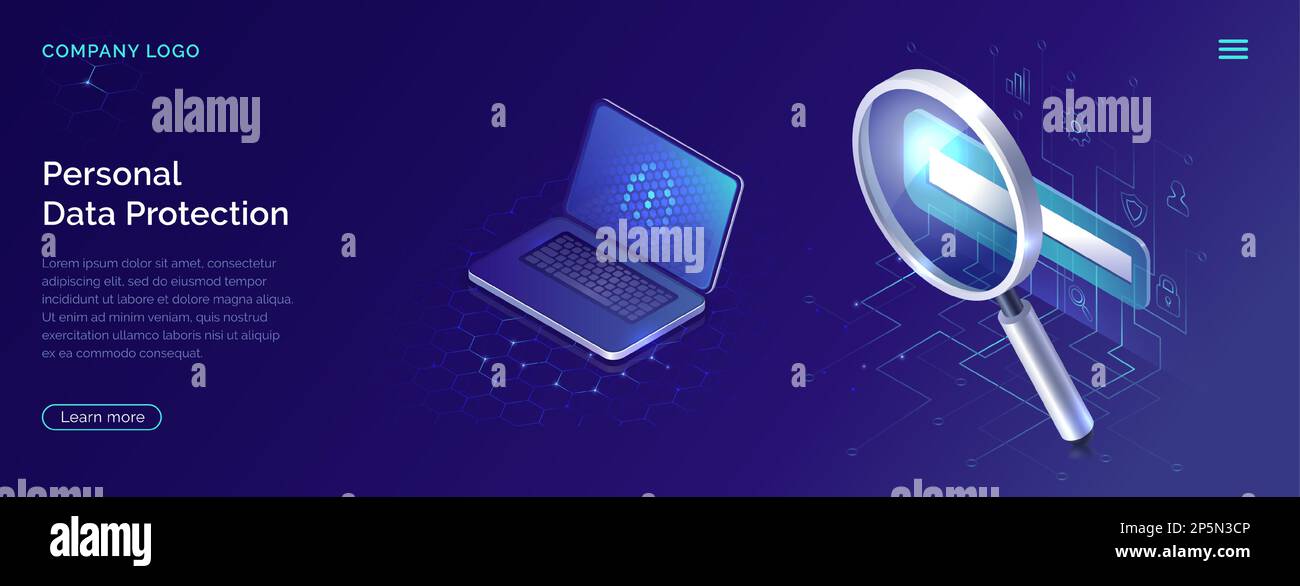 Protecting personal data concept, internet account security isometric ...