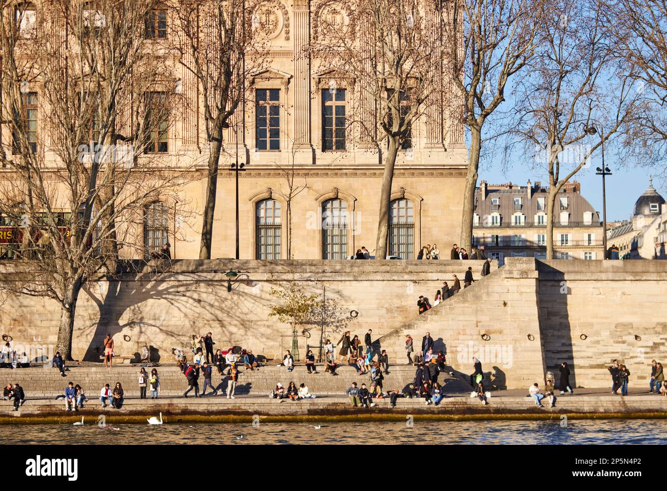 Paris landmark, The Seine river embankment Stock Photo - Alamy