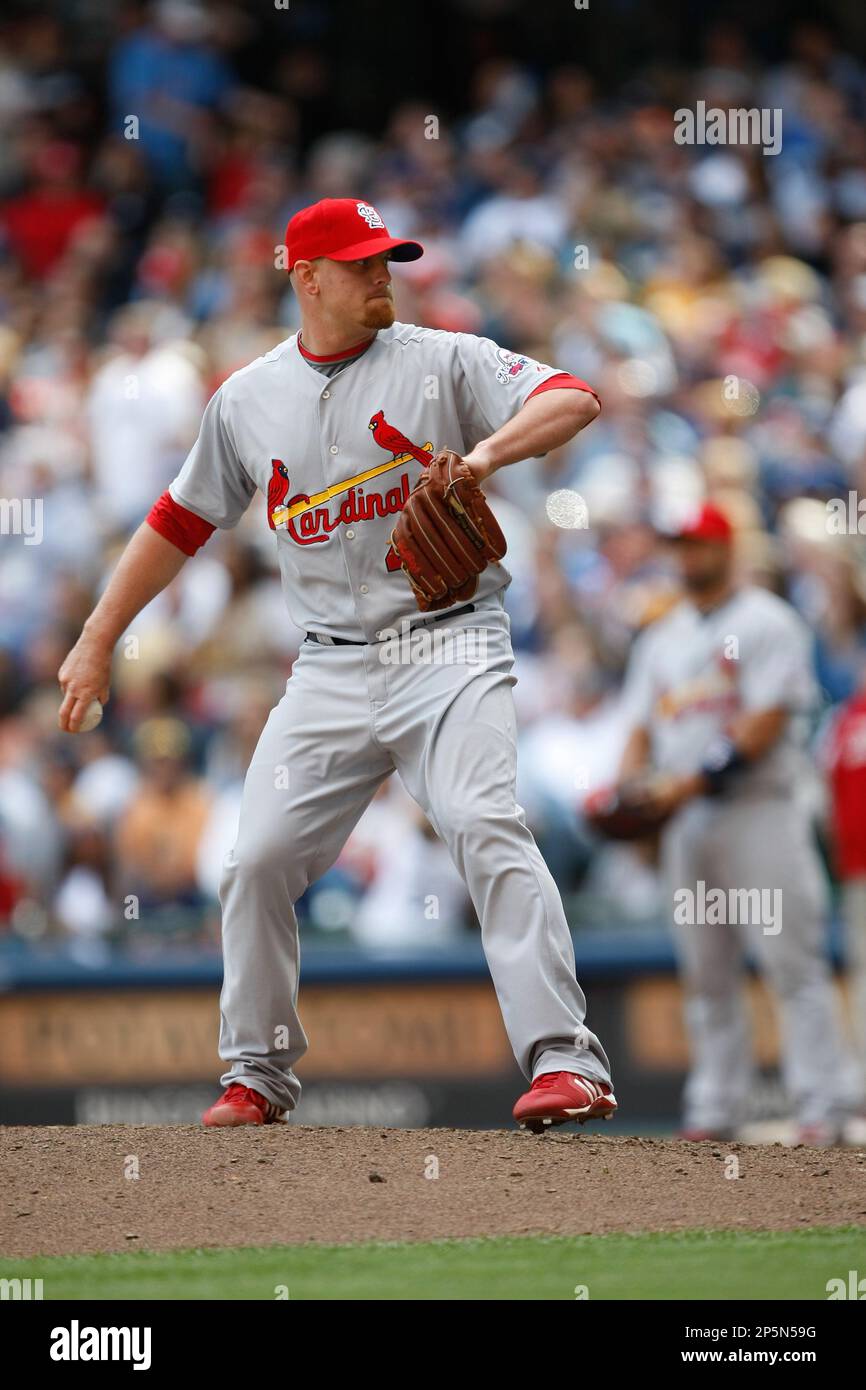 MILWAUKEE, WI - MAY 25: Pitcher Kyle McClellan #46 of the St. Louis ...