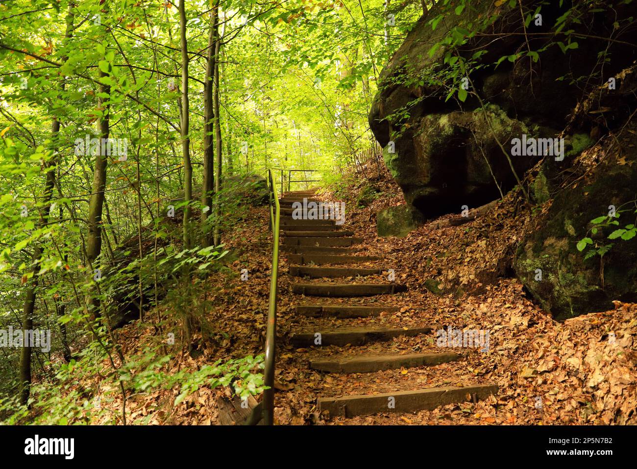 Stair to Uttewalder Ground (Uttewalder Grund), Saxon Switzerland, Elbe ...