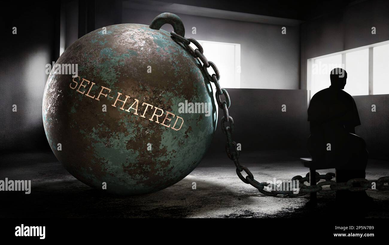 Self hatred and intimate, silent and lonely suffering human soul ...
