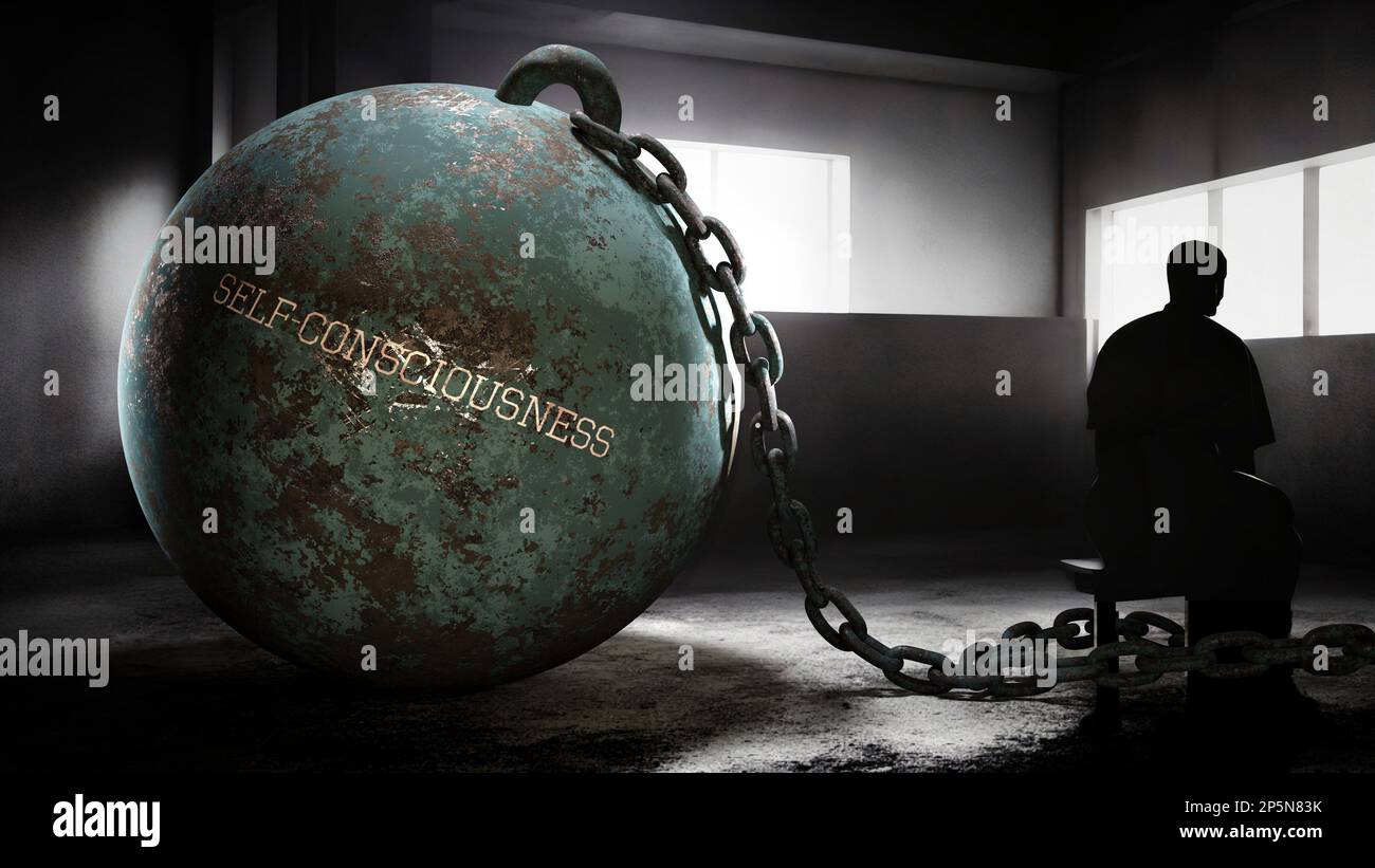 Self consciousness and intimate, silent and lonely suffering human soul ...