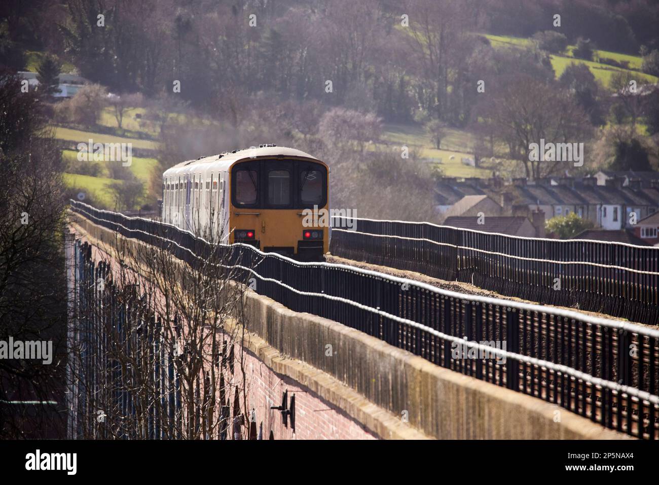 Class 150 Sprinter unit crossing Whalley Viaduct in Lancashire Stock ...