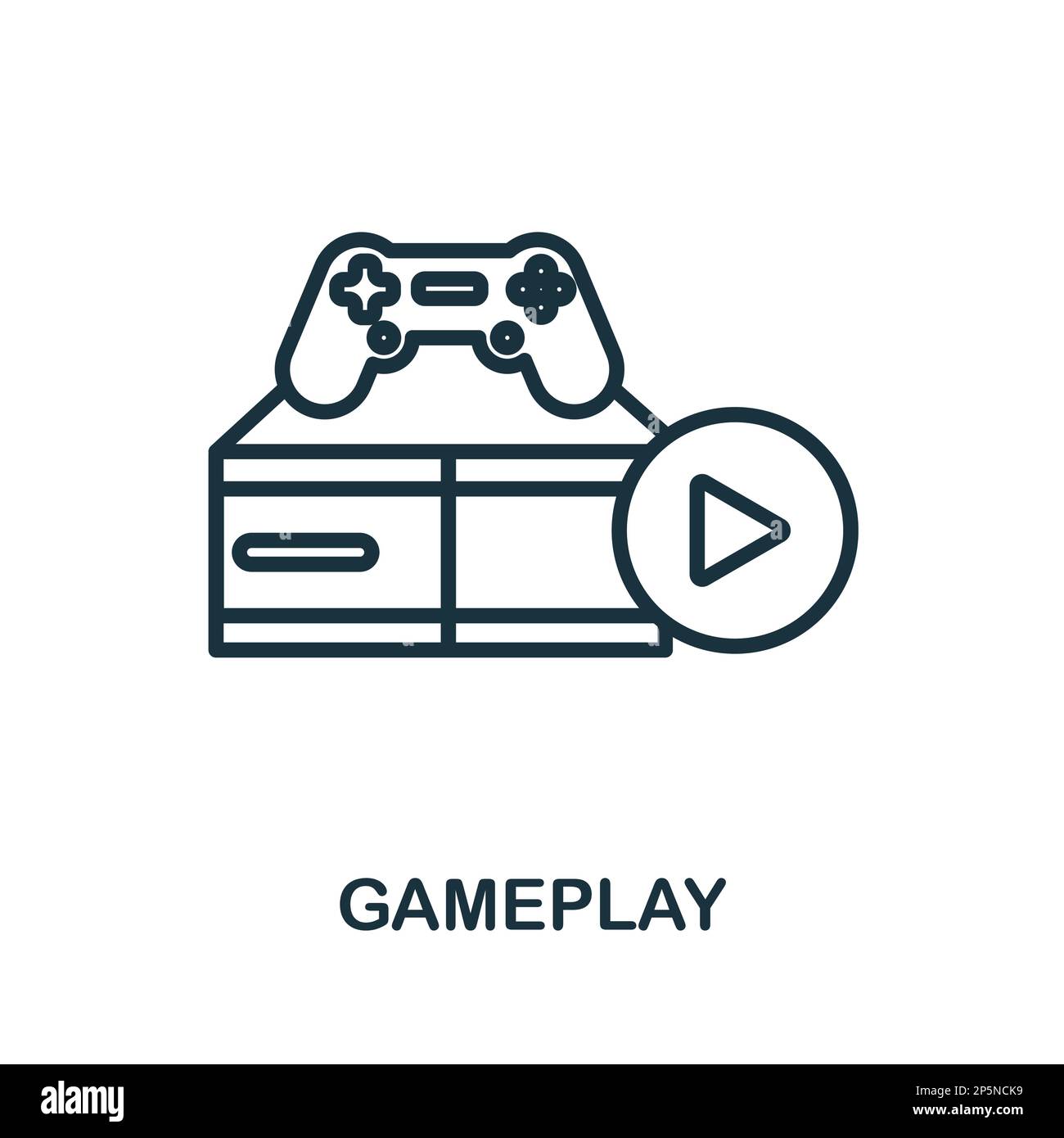 Gameplay line icon. Monochrome simple Gameplay outline icon for ...