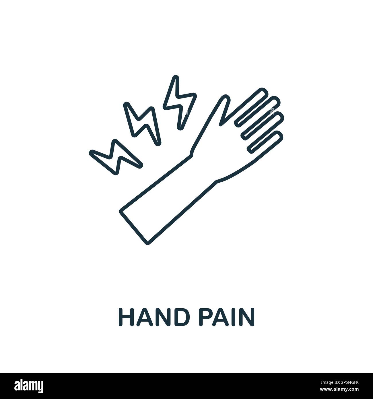 Hand Pain line icon. Outline element sign from body ache collection ...