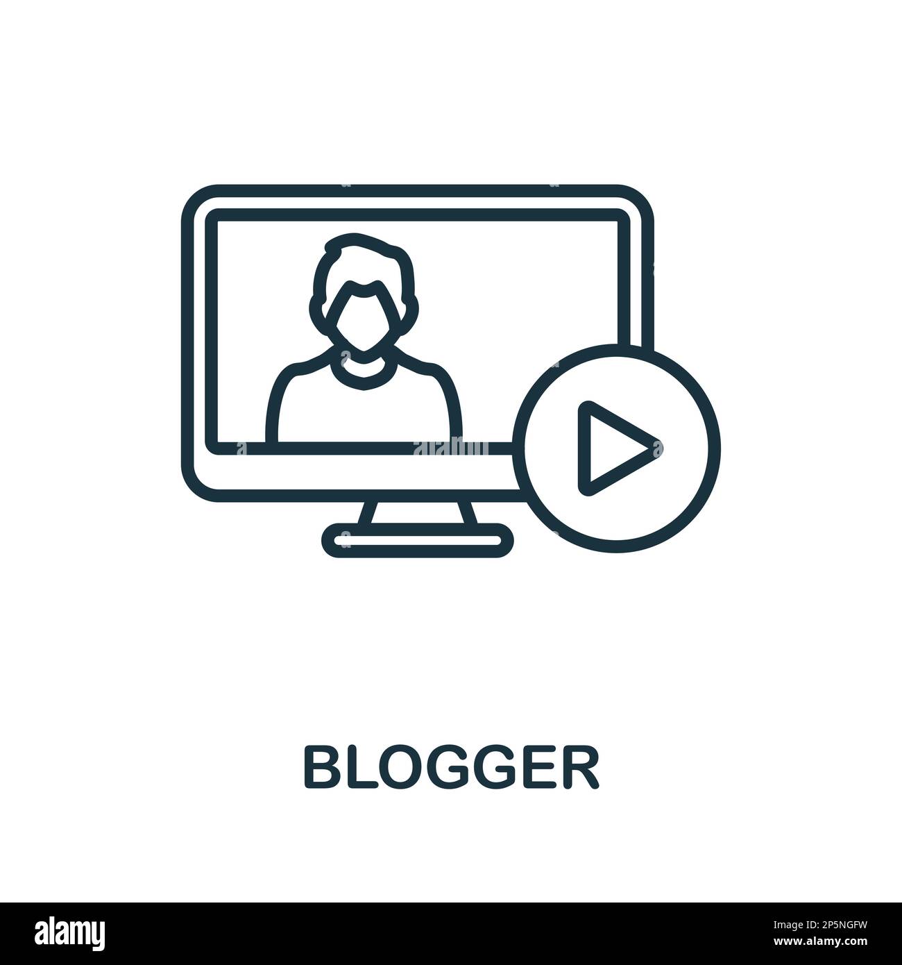 Blogger line icon. Monochrome simple Blogger outline icon for templates ...