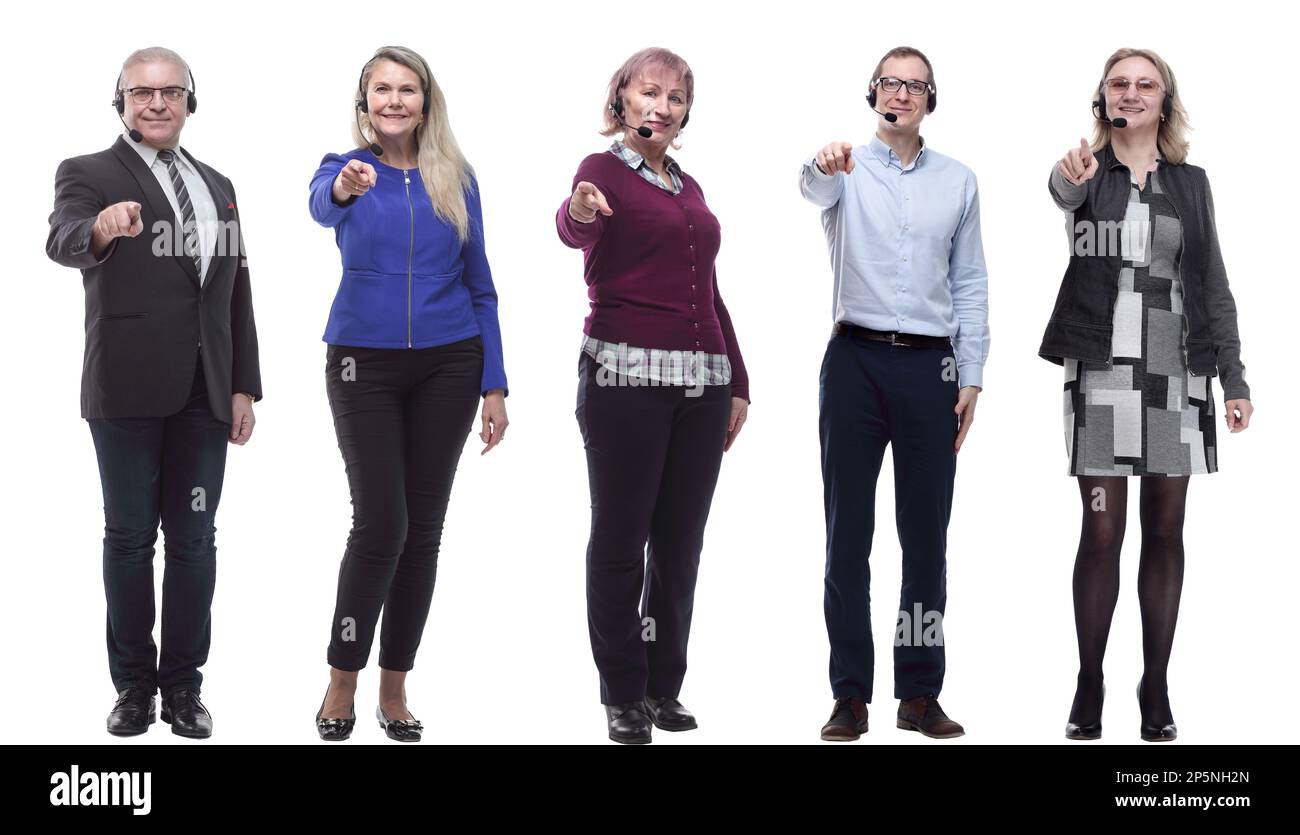 group of business people with microphone isolated Stock Photo - Alamy