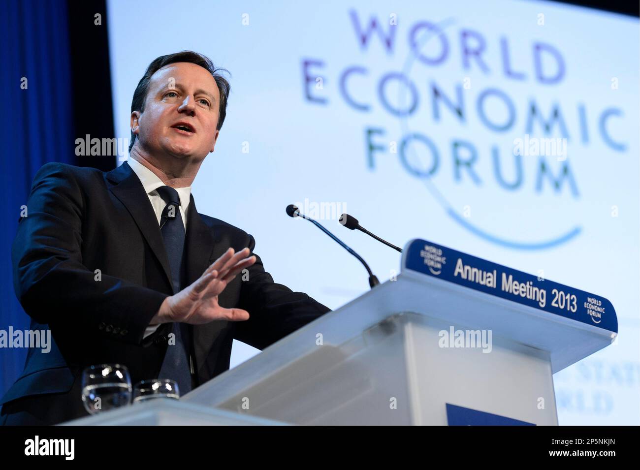 British Prime Minister David Cameron addresses a panel session of the ...