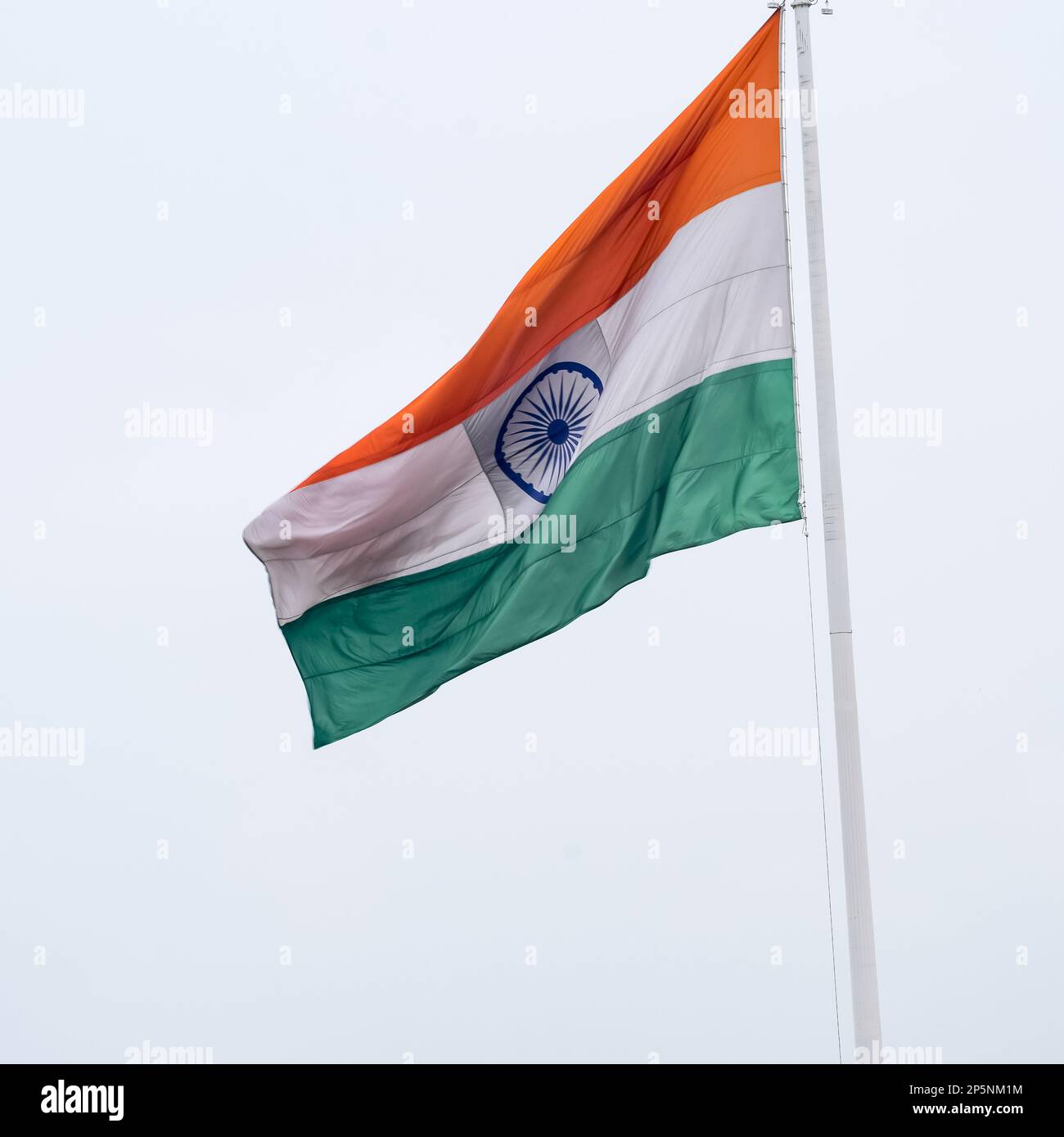 India flag flying high at Connaught Place with pride in blue sky, India ...