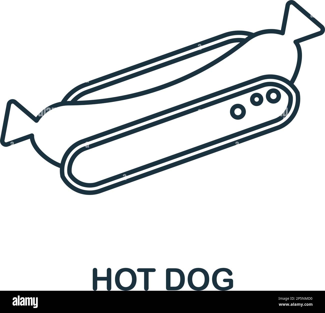 Hot Dog line icon. Monochrome simple Hot Dog outline icon for templates ...