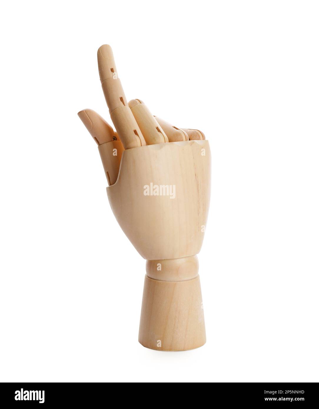 Wooden hand model on white background. Mannequin part Stock Photo - Alamy